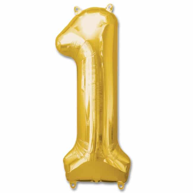 Number 1 Gold Foil Balloon 40 inch Inflated with Weight | Balloon Shop NYC