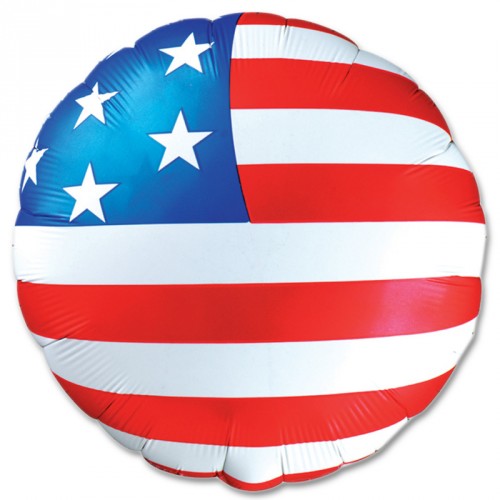 American Flag Patriotic Round Mylar Balloon 18 inch Inflated Delivery NYC