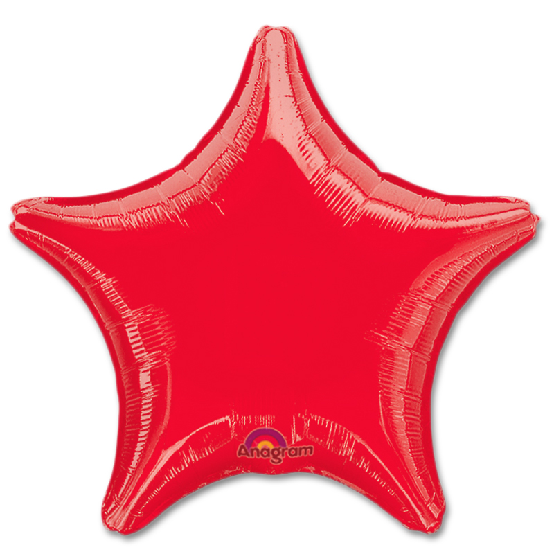 Metallic Red Solid Color Star Foil Party Balloon 19 Inch Inflated ...