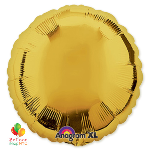 Metallic Gold Circle Foil Party Balloon 18 Inch Inflated - Balloon Shop NYC