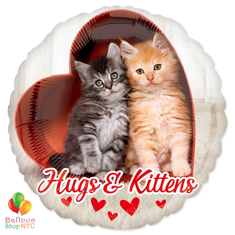 Hugs & Kittens Mylar Balloon 18 inch Inflated | Balloon Shop NYC