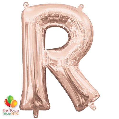 Letter R Rose Gold Foil Balloon 35 inch Inflated with Weight | Balloon ...