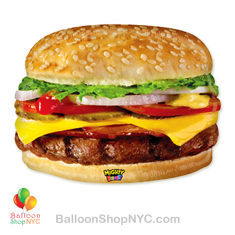 Mighty Bright Cheeseburger Jumbo Mylar Balloon 31 Inch - Balloon Shop NYC