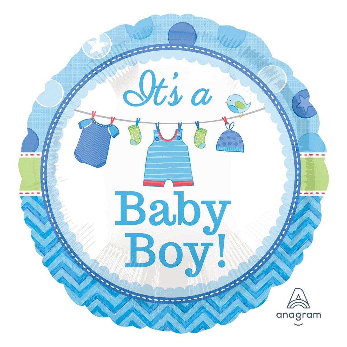 It's a Boy Clothes Mylar Party Balloon 18 Inch Inflated | Balloon Shop NYC