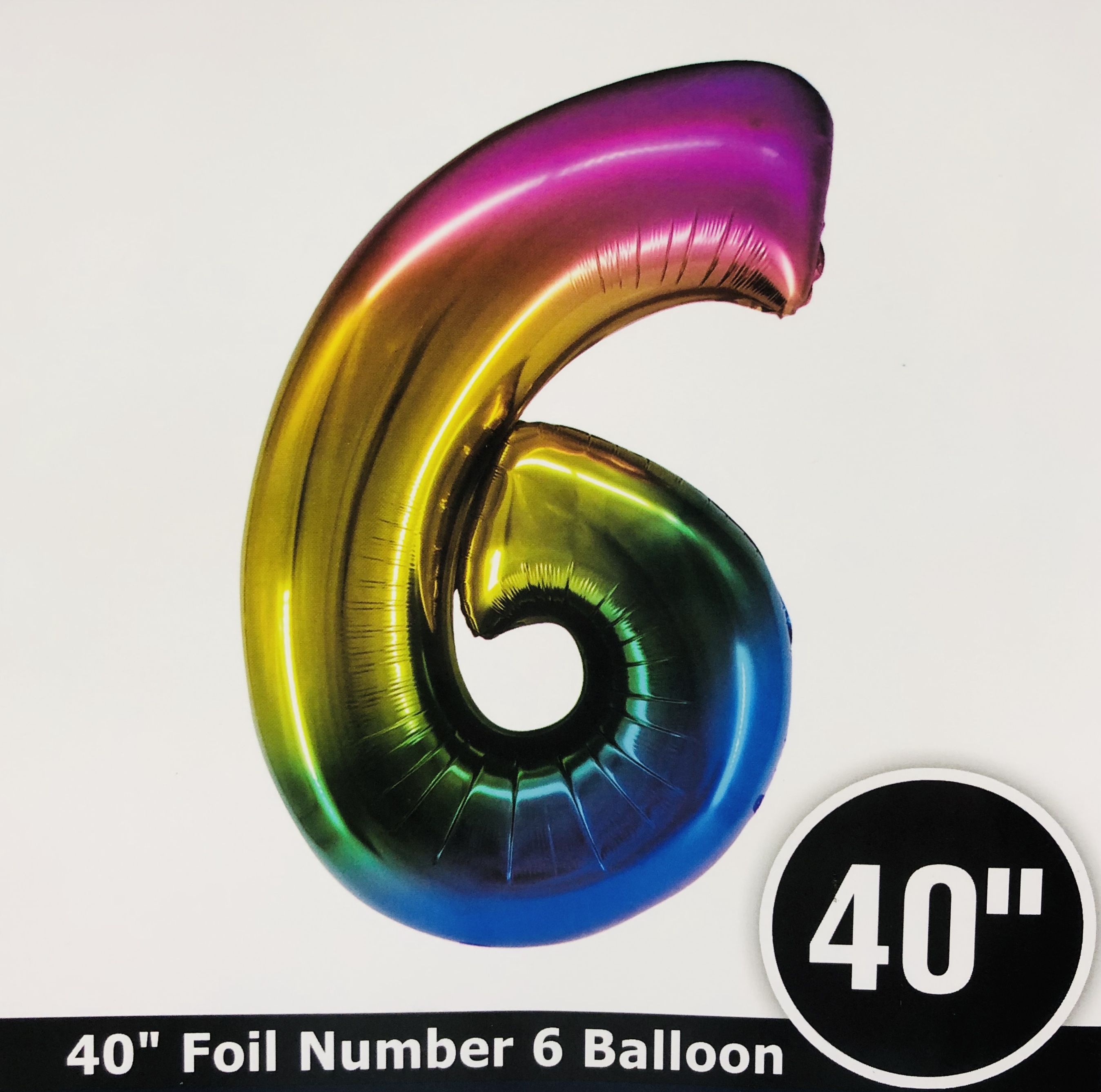 Number 6 Rainbow Foil Balloon 40 inch Inflated with Weight - Balloon ...