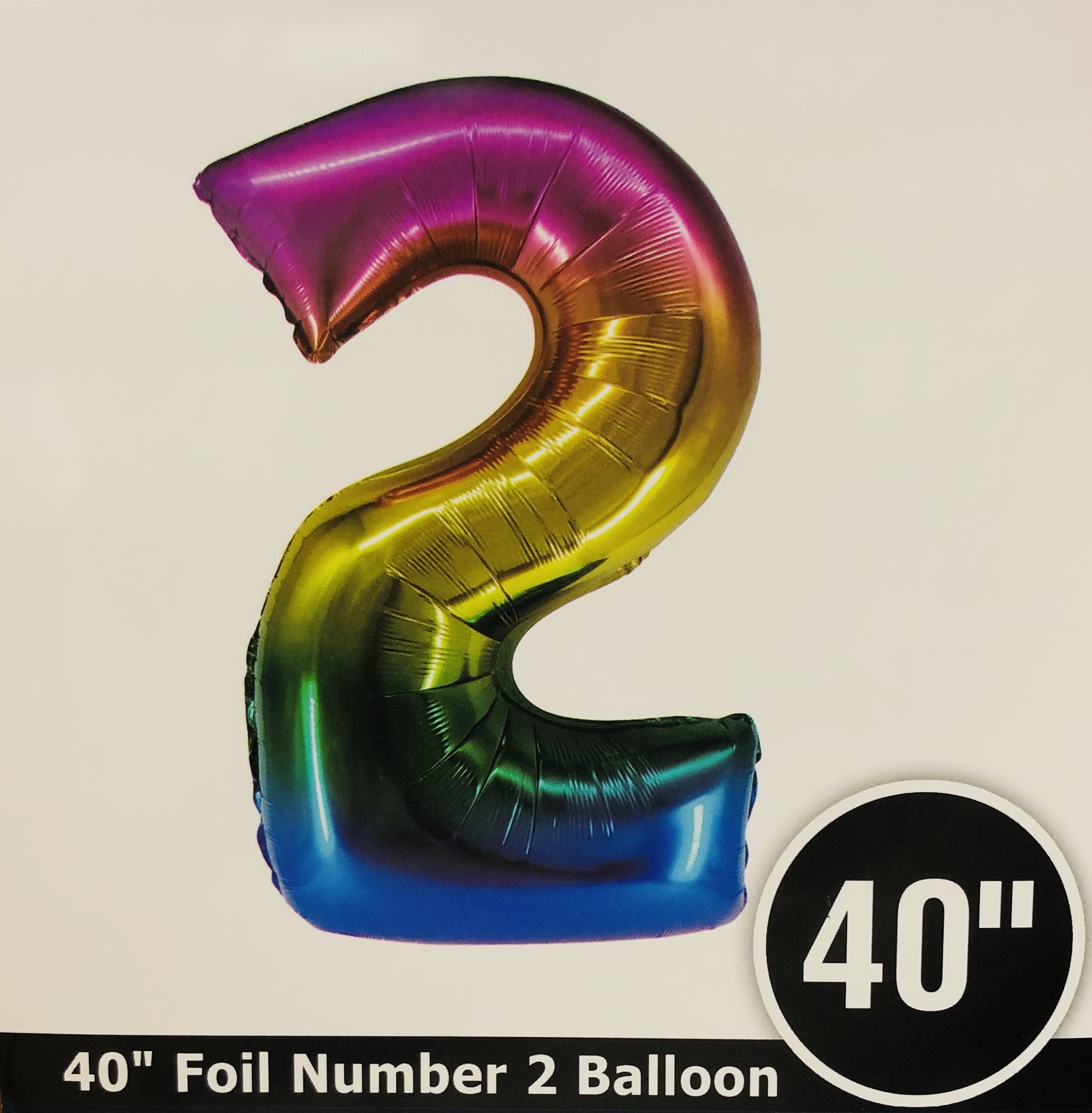 Number 2 Rainbow Foil Balloon 40 inch Inflated with Weight | Balloon ...