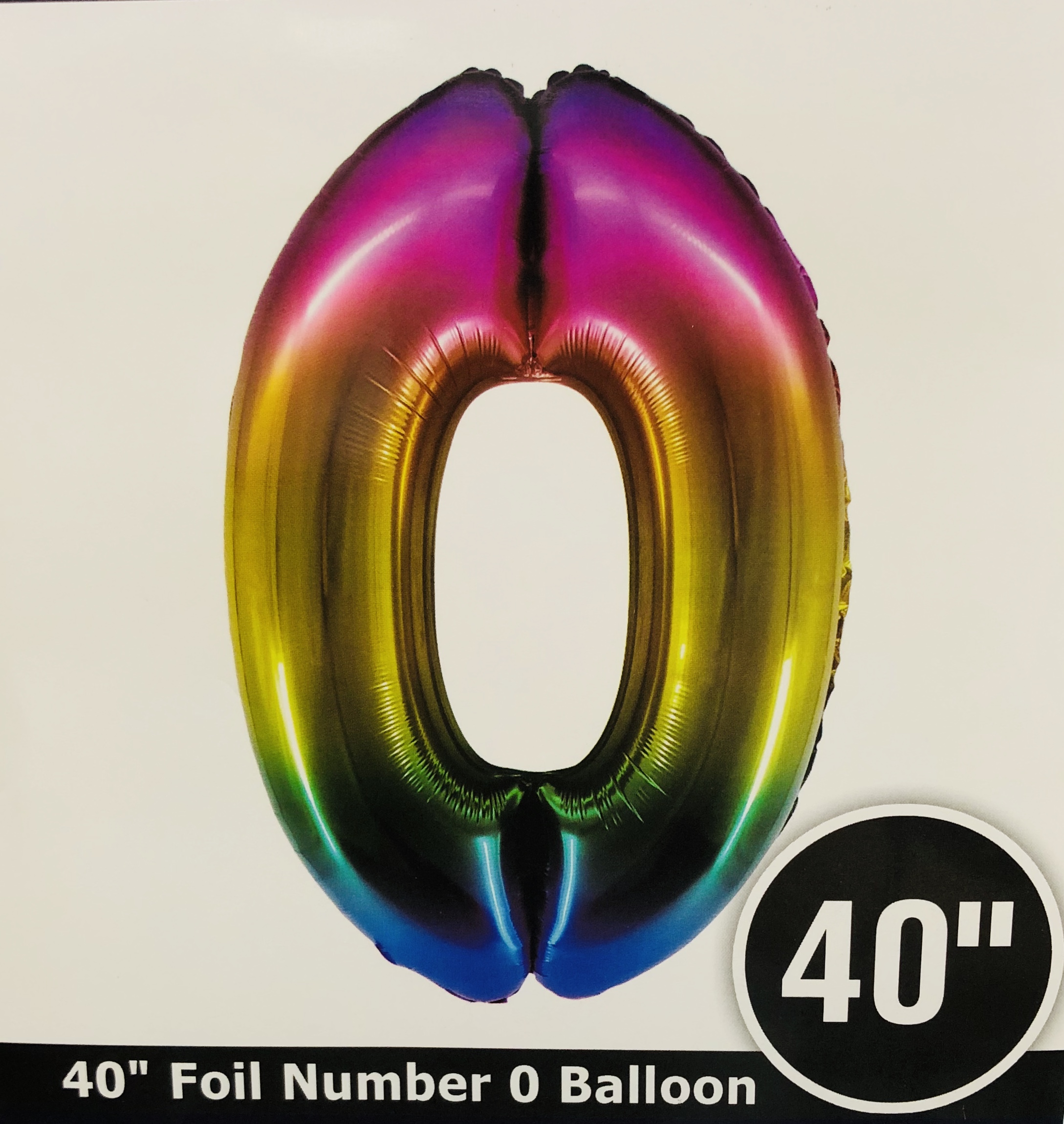 Number 0 Rainbow Foil Balloon 40 inch Inflated with Weight | Balloon ...