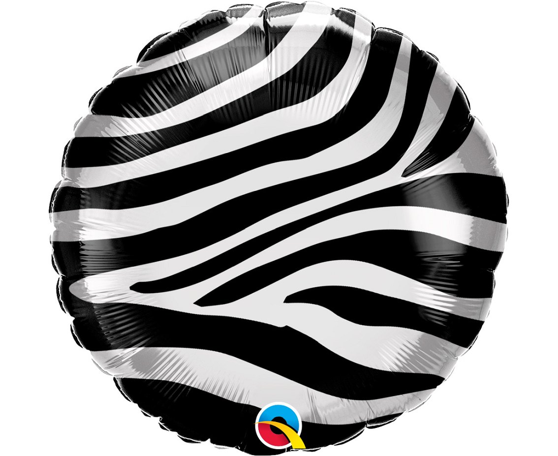 Zebra Pattern Circle Mylar Party Balloon 18 Inch Inflated | Balloon ...