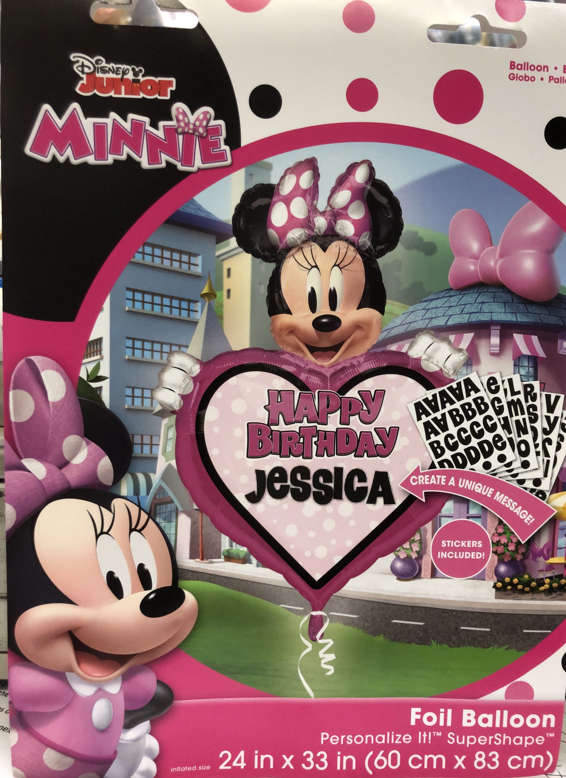 Minnie Mouse Personalized 34 inch Mylar Balloon Inflated | Balloon Shop NYC