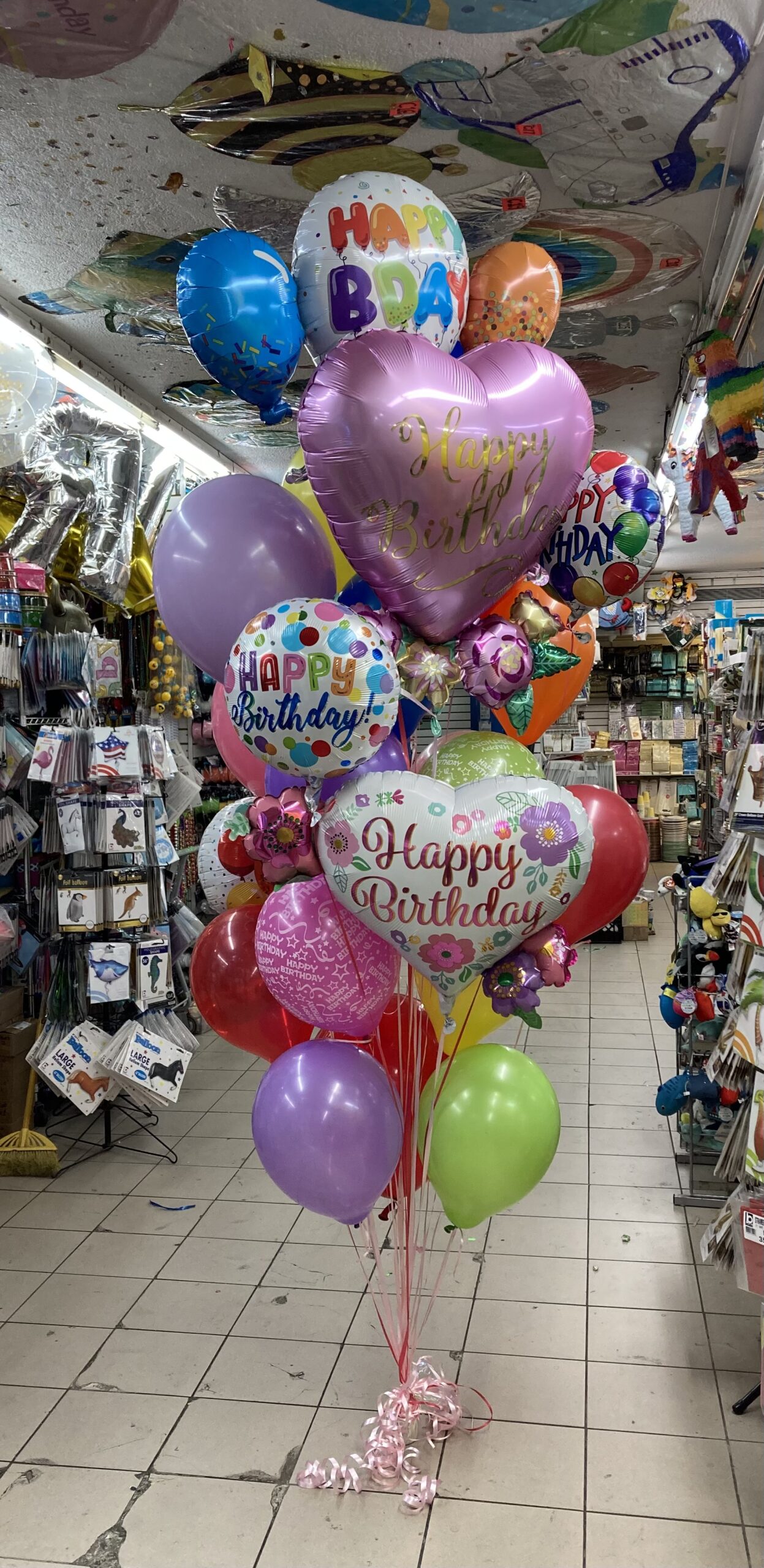 Birthday Balloon Bouquet Helium Inflated Weight Attached Balloon Shop Nyc