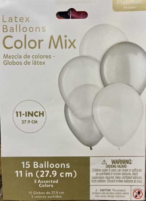 15 - 11" Platinum Latex Balloons Bouquet Inflated Attached with Weight ...