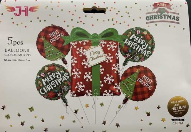 Merry Christmas Mylar Balloons Bouquet Inflated with Weight | Balloon ...